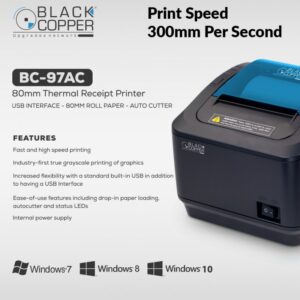 Black Copper Thermal Receipt Printer BC96AC - Wise-Tech